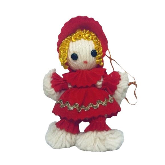 Holiday | Vvtg 5s Mop Yarn Felt Girl Doll Christmas Ornament Japan Red ...